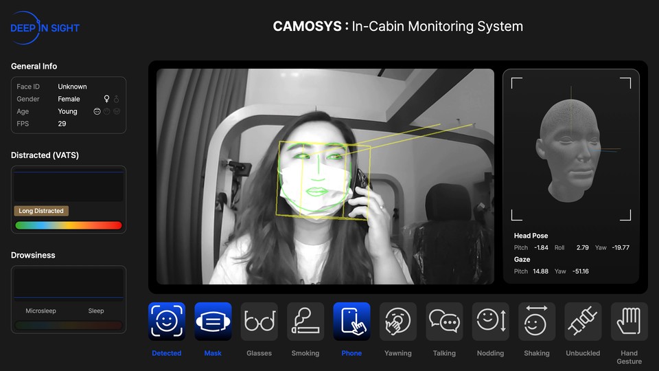 딥인사이트, 美서 인공지능 기반 차량 실내 모니터링 ‘카모시스’와 안면 인식 기술 ‘FRU’ 공개