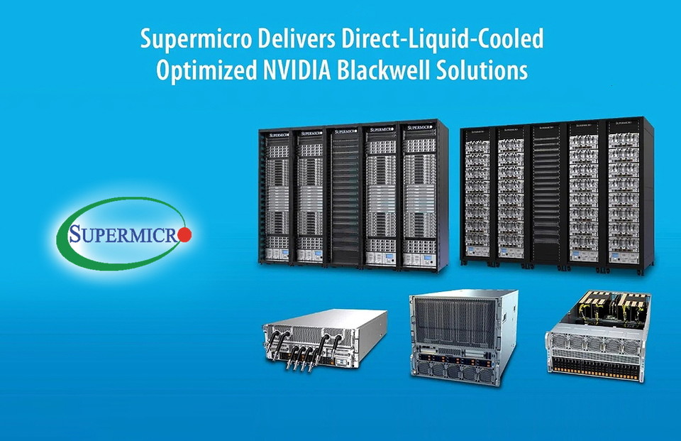 슈퍼마이크로 Ai 컴퓨팅 집적도로 조 단위 매개변수 기반엔비디아 블랙웰용 직접액체냉각 슈퍼클러스터 공개